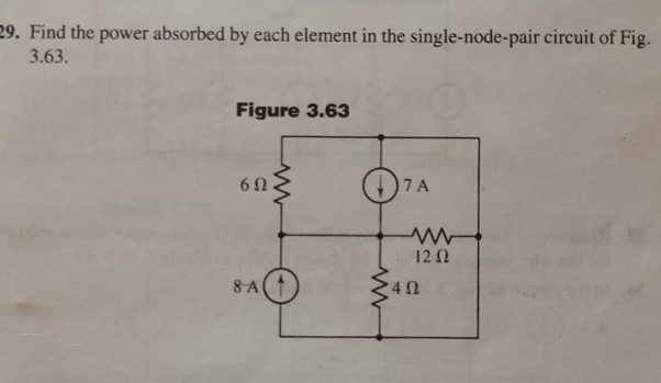 Solved Find the power absorbed by each element in the | Chegg.com