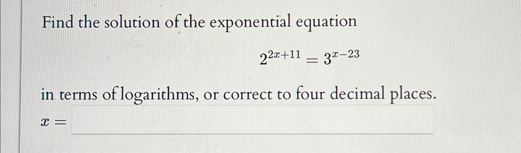 Solved Find the solution of the exponential | Chegg.com