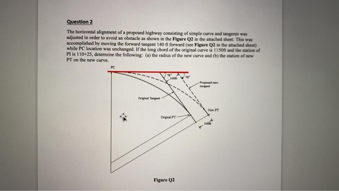 Solved Question 2 The horizontal alignment of a proposed | Chegg.com