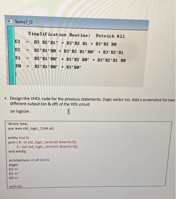 Solved please anwer asap I need VHDL code for the statements | Chegg.com