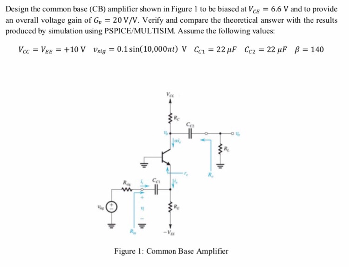Solved Design the common base (CB) amplifier shown in Figure | Chegg.com