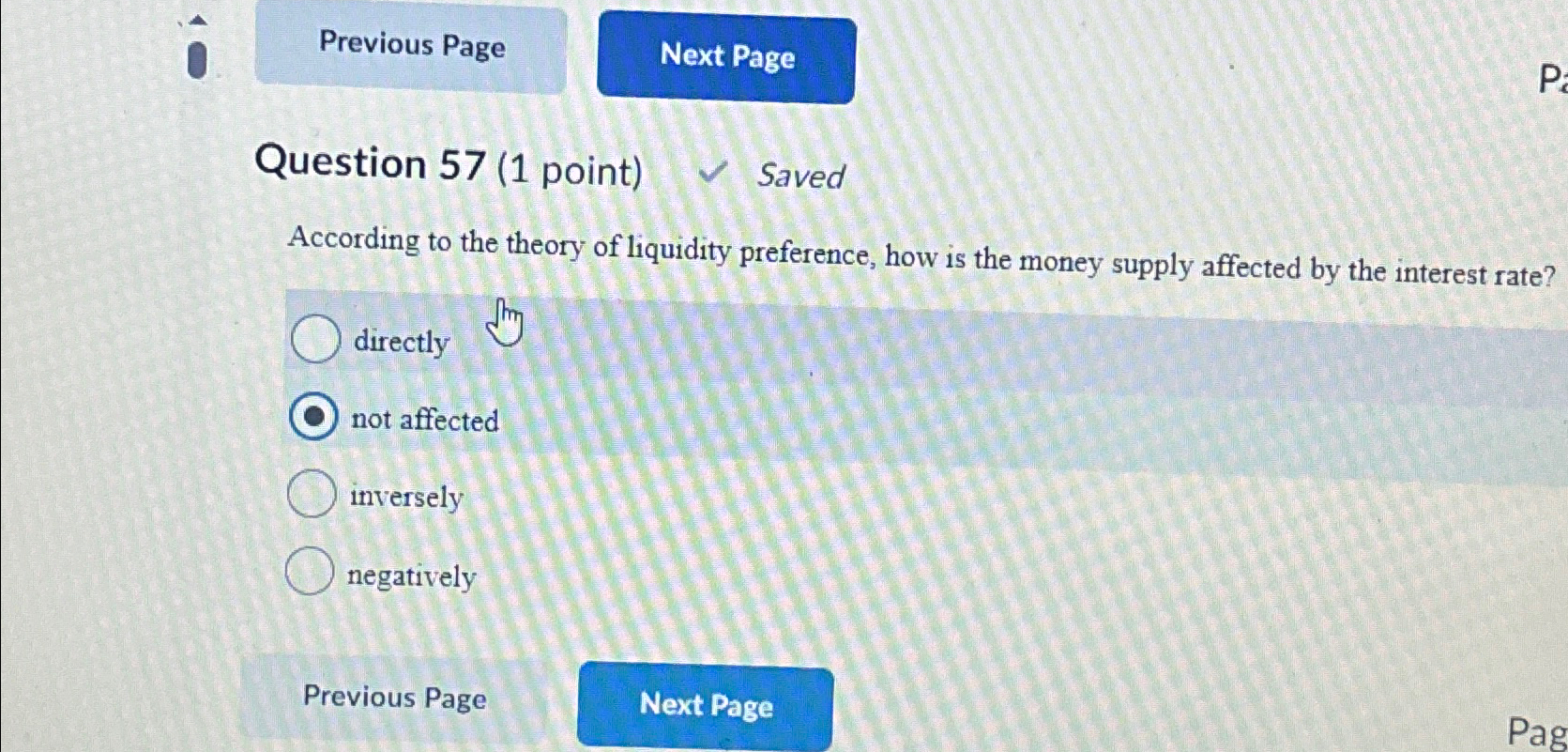 Solved Previous PageQuestion 57 (1 ﻿point) ﻿SavedAccording | Chegg.com