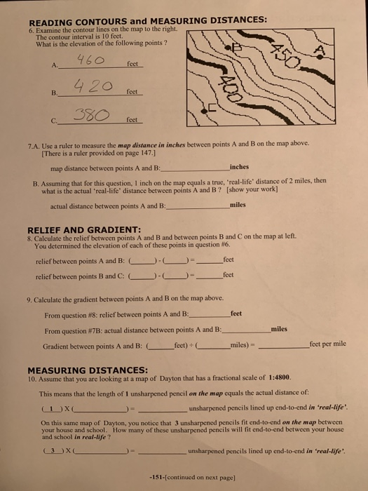 Solved READING CONTOURS and MEASURING DISTANCES: 6. Examine | Chegg.com