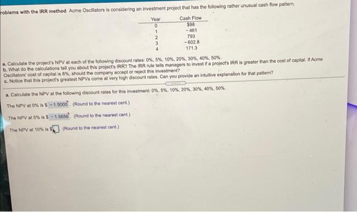 Solved oblems with the IRR method Acme Oscillators is | Chegg.com