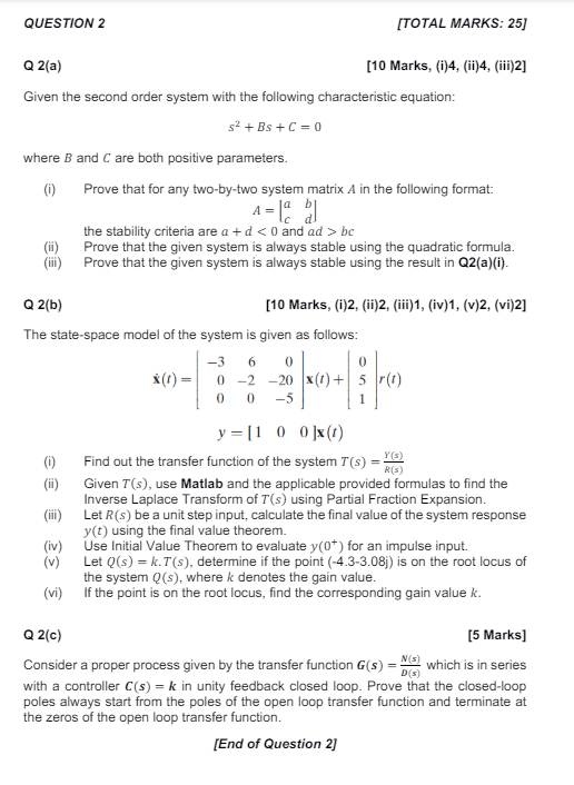 Solved QUESTION 2Q 2(a)[10 ﻿Marks, (i)4, (ii)4, (iii)2]Given | Chegg.com