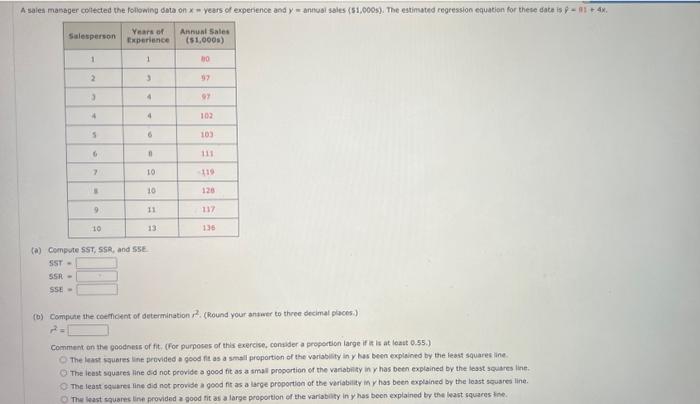 Solved (a) compute SSt, ssR, and sSE SST - SSA = SSE = (b) | Chegg.com