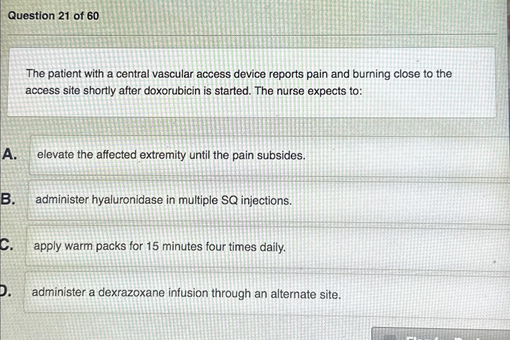 Solved Question 21 of 60The patient with a central vascular | Chegg.com Solved Question 21 of 60The patient with a central vascular | Chegg.com