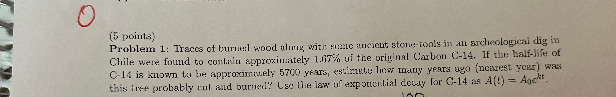 Solved (5 ﻿points)Problem 1: Traces of burned wood along | Chegg.com