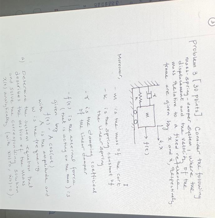 Solved Problem 3 [30 points]. Consider the following | Chegg.com