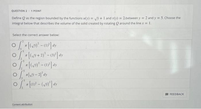 Solved Define Q as the region bounded by the functions | Chegg.com