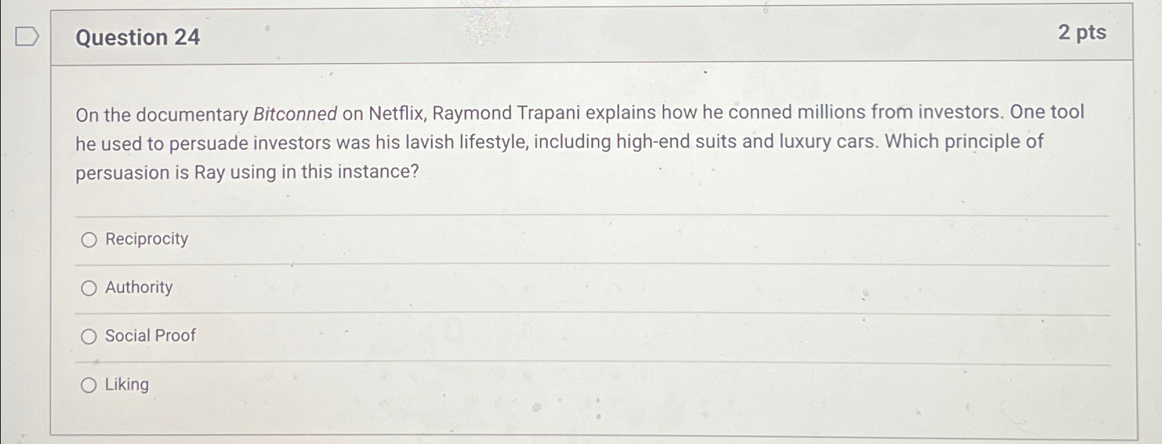 Solved Question 242 ﻿ptsOn the documentary Bitconned on | Chegg.com