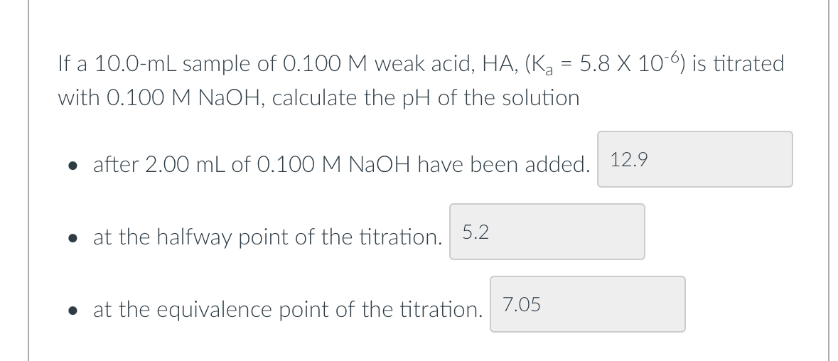 Solved by an EXPERT If a 10.0-mL ﻿sample of 0.100 M ﻿weak acid, | Chegg.com