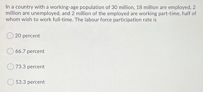Solved In a country with a working-age population of 30 | Chegg.com