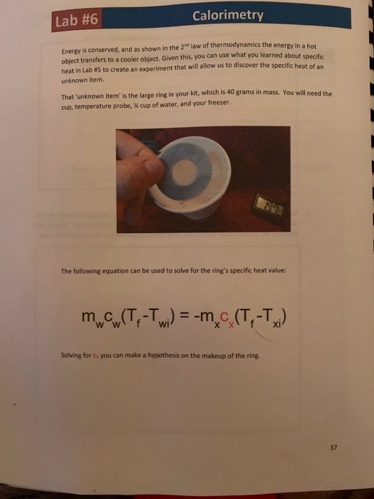 Solved Lab #6 Calorimetry Energy is conserved, and as shown | Chegg.com