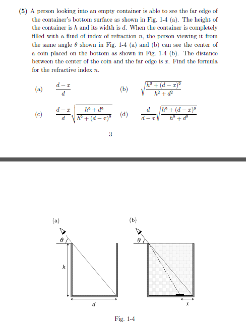 Solved (5) ﻿A person looking into an empty container is able | Chegg.com