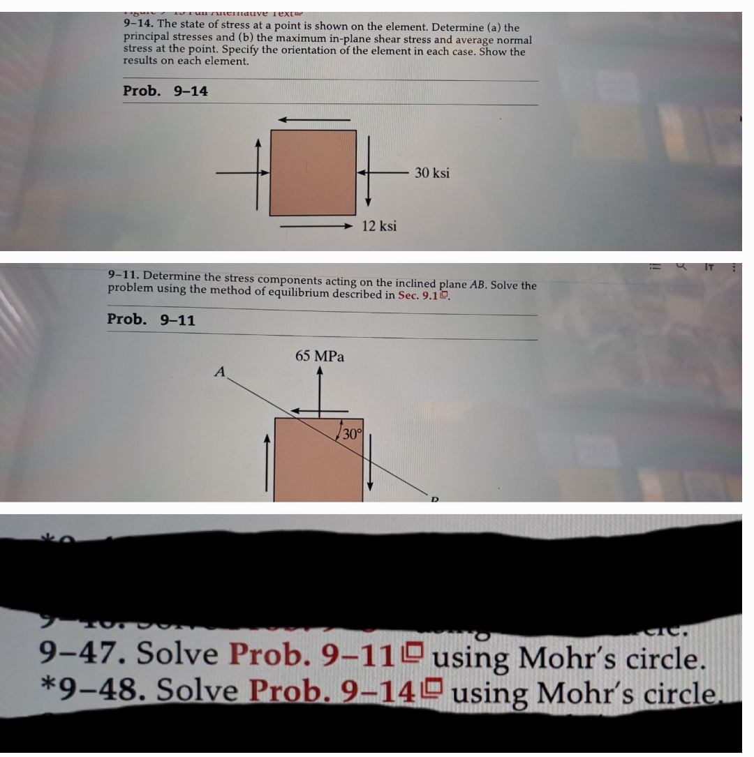 Solved 9-14. ﻿The state of stress at a point is shown on the | Chegg.com