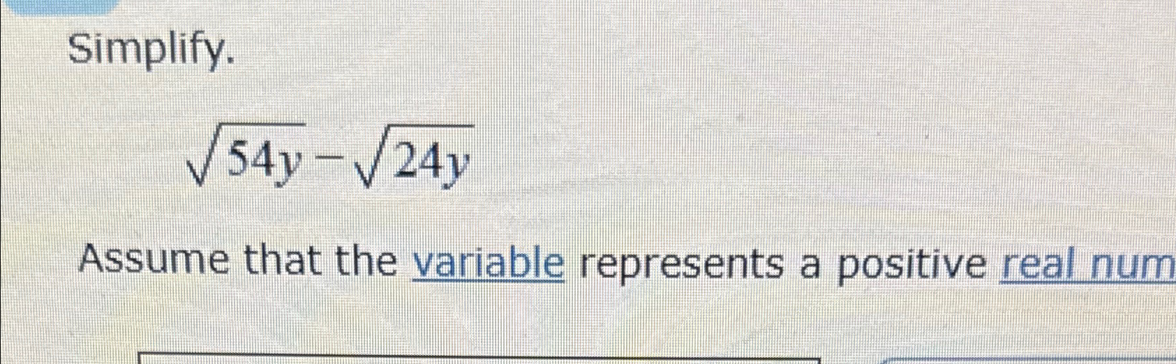 Solved Simplify.54y2-24y2Assume that the variable represents | Chegg.com