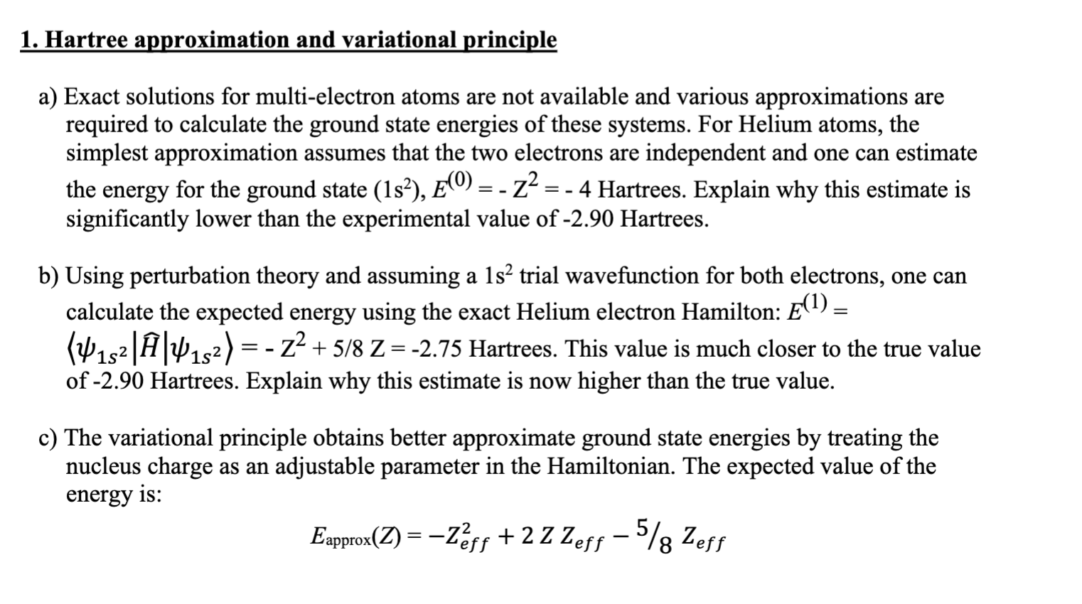 Solved Hartree approximation and variational | Chegg.com
