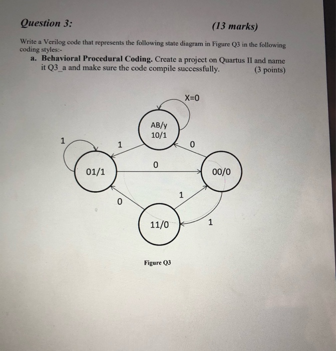 Question 3: (13 marks) Write a Verilog code that | Chegg.com