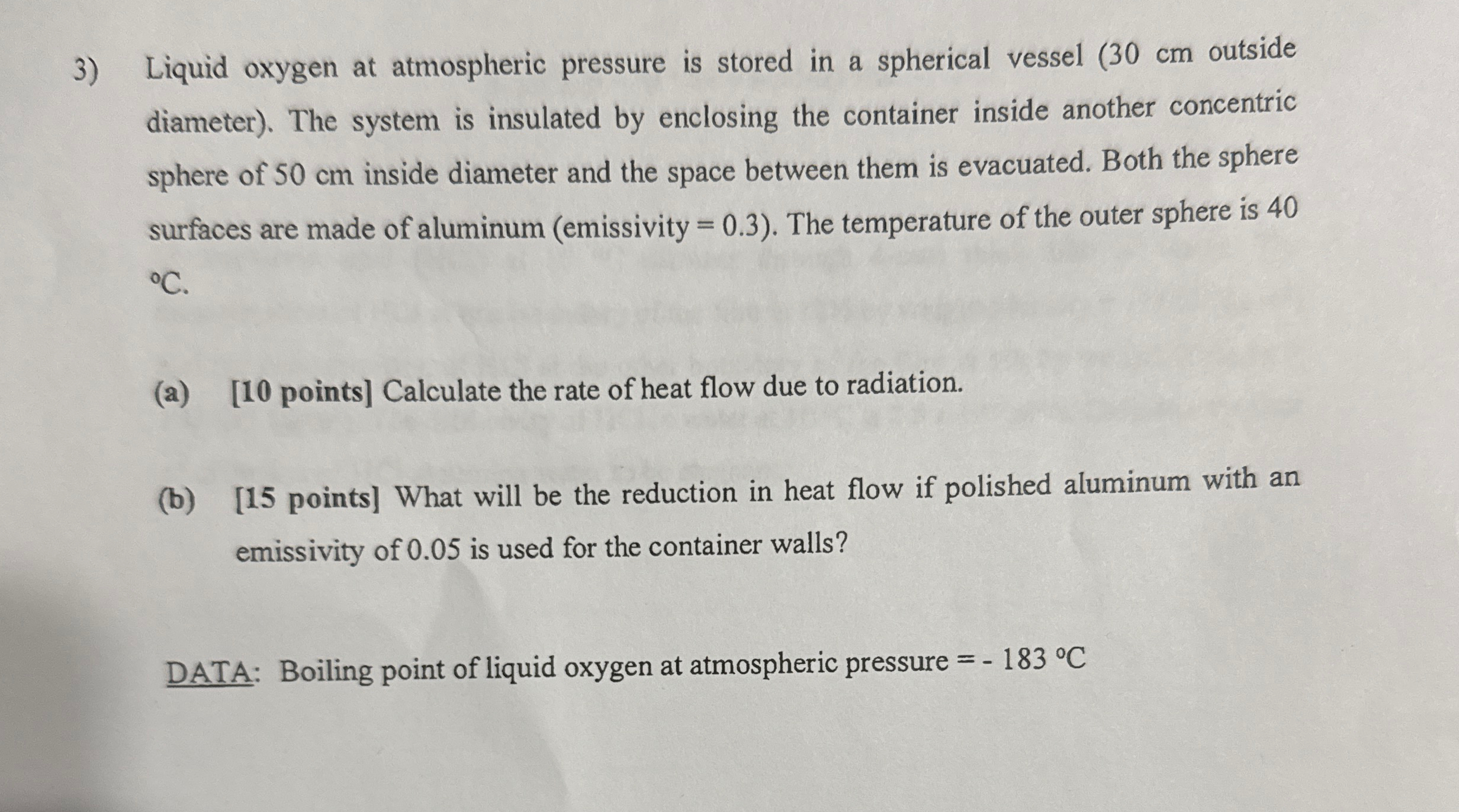 Solved Liquid oxygen at atmospheric pressure is stored in a | Chegg.com