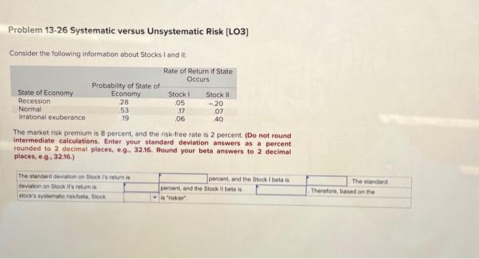 Solved Problem 13-26 Systematic versus Unsystematic Risk | Chegg.com