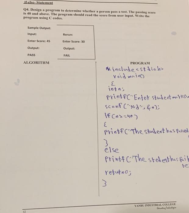 Solved Q4. Design a program to determine whether a person | Chegg.com
