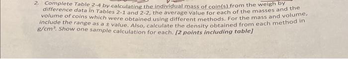 Solved 2. Complete Table 2-4 by calculating the individual | Chegg.com