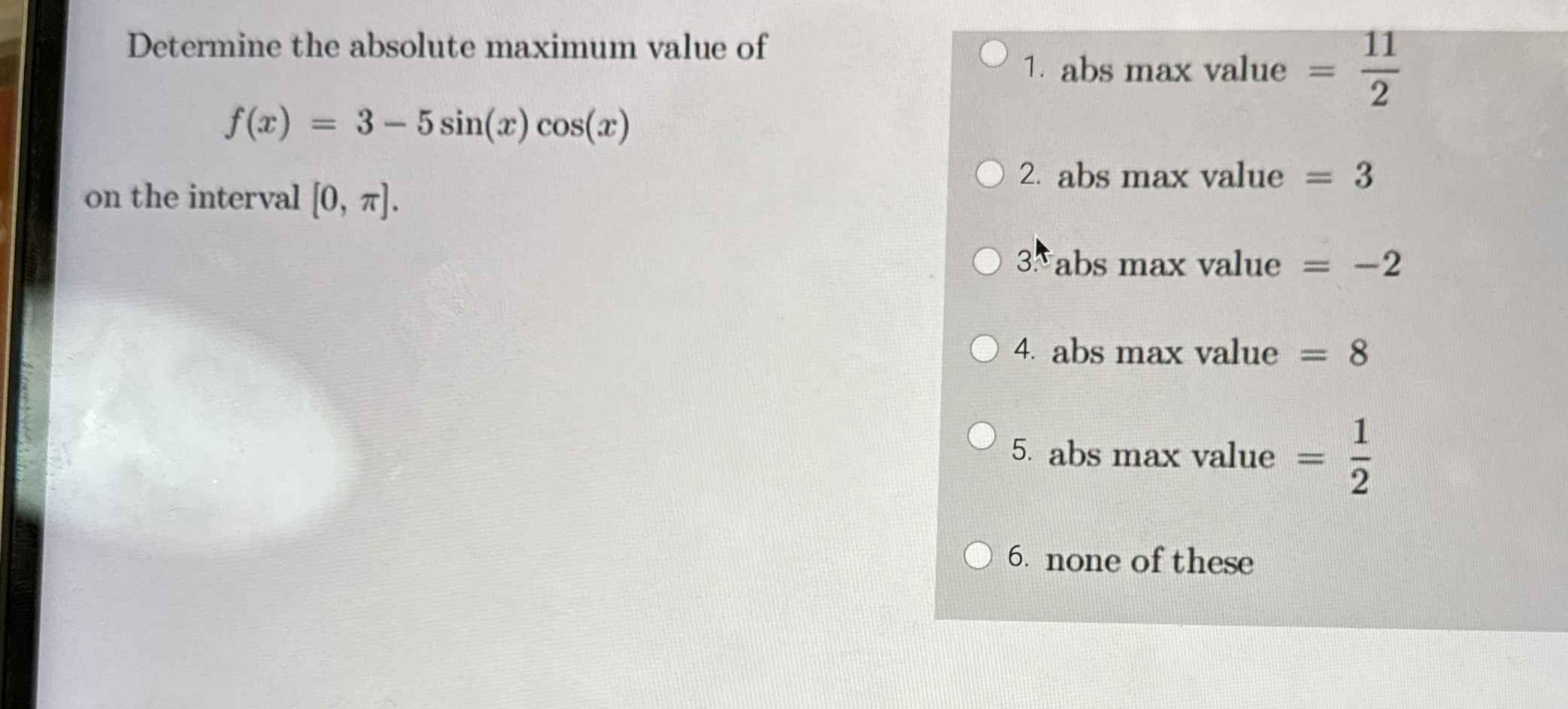 Solved Determine the absolute maximum value | Chegg.com