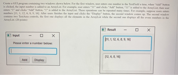 Solved Create a GUI program containing two windows shown | Chegg.com