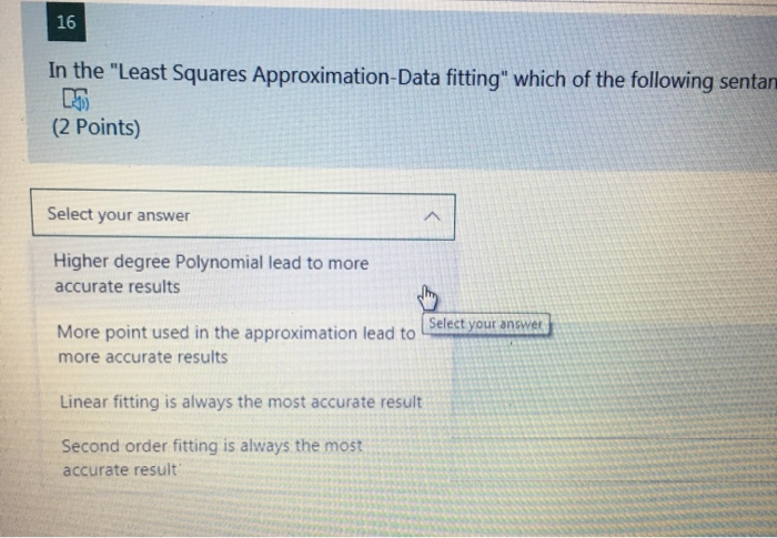 Solved 21 In the "Least Squares Approximation-Data fitting" | Chegg.com