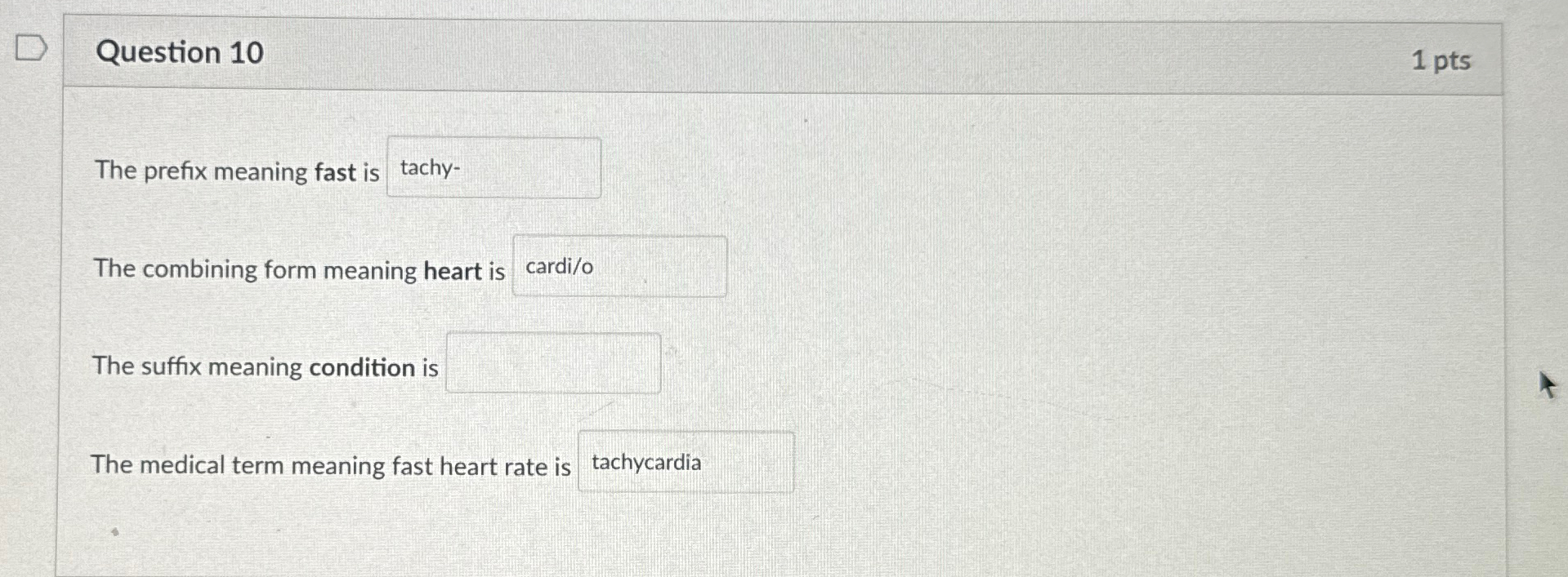 Solved Question 101ptsThe prefix meaning fast isThe | Chegg.com