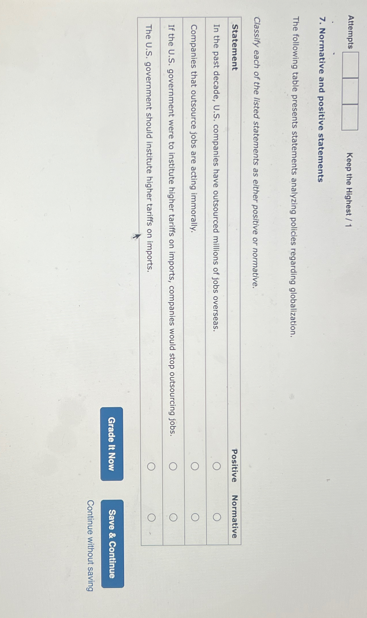 Solved AttemptsKeep the Highest / 17. ﻿Normative and | Chegg.com