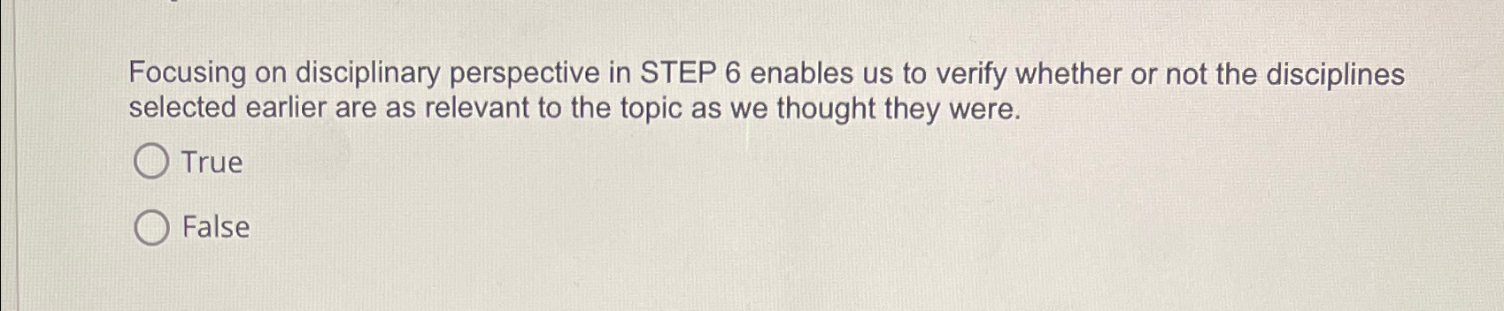 Solved Focusing on disciplinary perspective in STEP 6 | Chegg.com