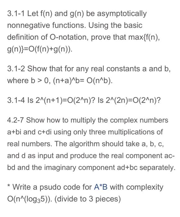 Solved 3.1-1. Lotta) and gin) be asymptotically nonnegative | Chegg.com