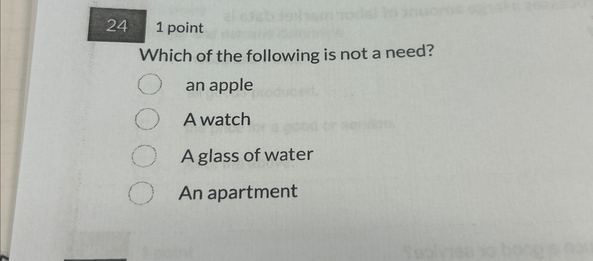 Solved 241 ﻿pointWhich of the following is not a need?an | Chegg.com