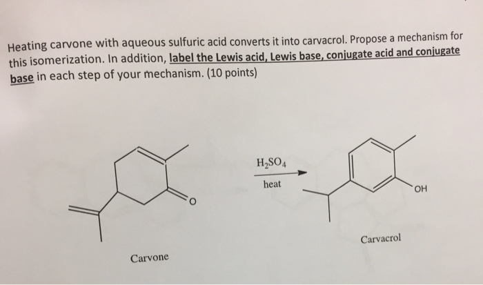 Solved Heating carvone with aqueous sulfuric acid converts | Chegg.com