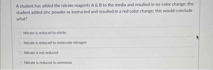 Solved A student has added the nitrate reagents A&B to the | Chegg.com