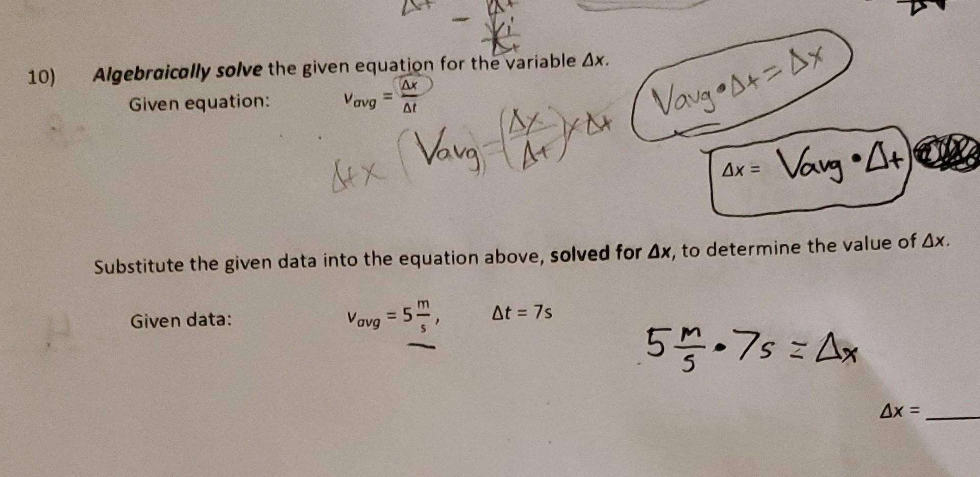 Solved 10) Algebraically solve the given equation for the | Chegg.com