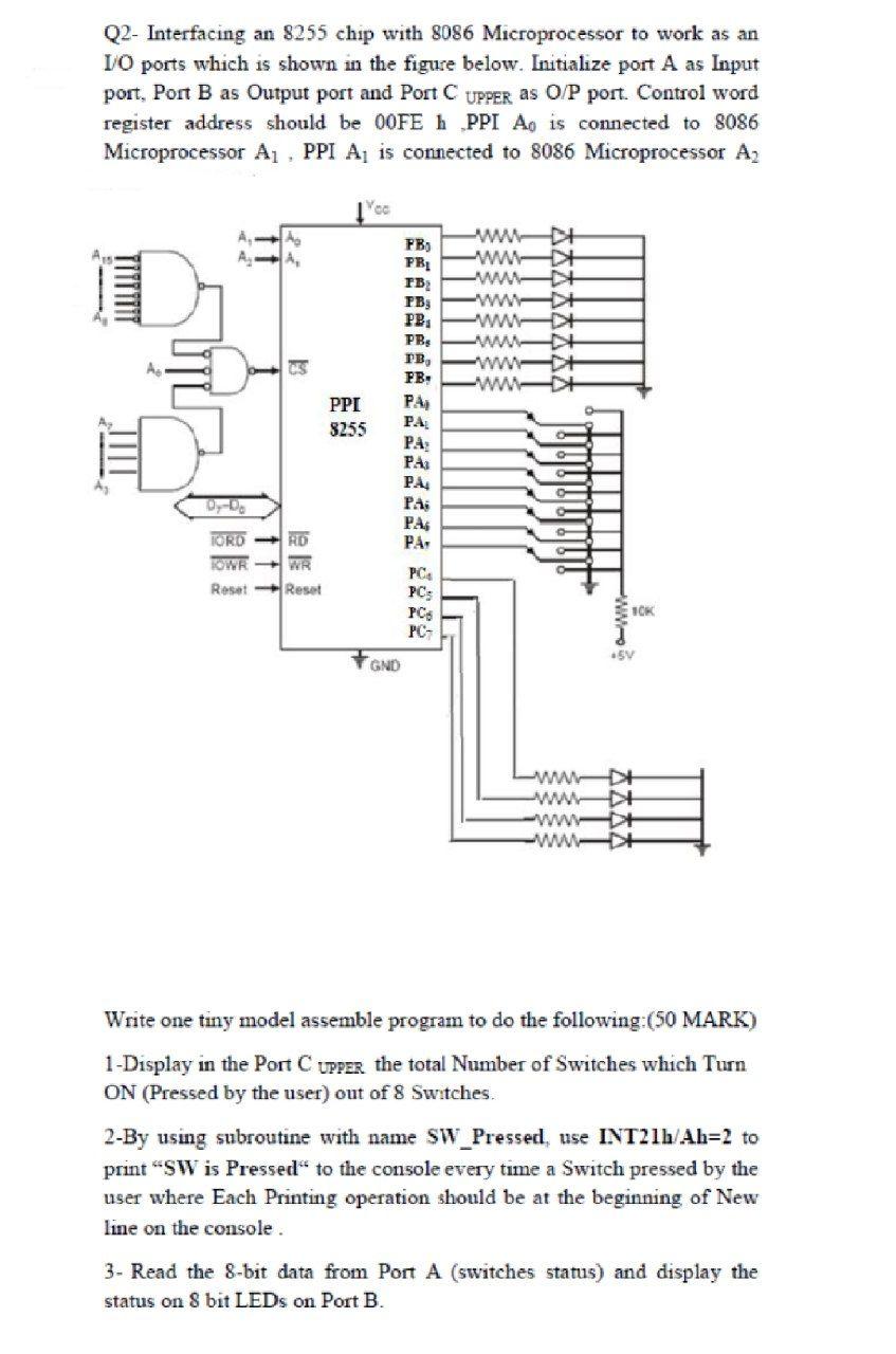 Solved Q2- Interfacing an 8255 chip with 8086 Microprocessor | Chegg.com