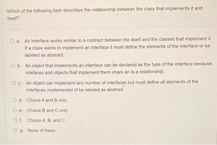 Solved Which of the following best describes what a concrete | Chegg.com
