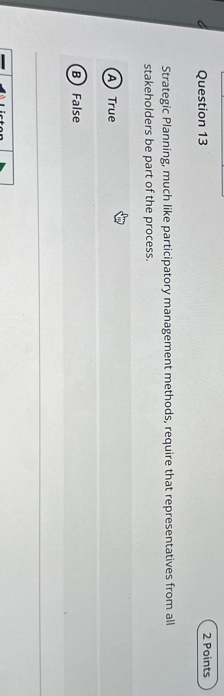 Solved Question 13Strategic Planning, much like | Chegg.com