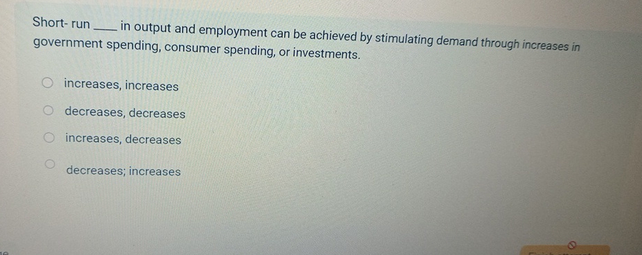 Solved Short- ﻿run ﻿in output and employment can be | Chegg.com