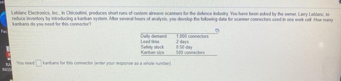 Solved Leblanc Electronics, Inc., in Chicoutimi produces | Chegg.com