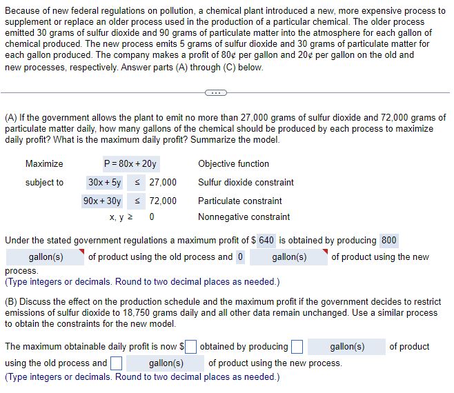 Solved Because of new federal regulations on pollution, a | Chegg.com