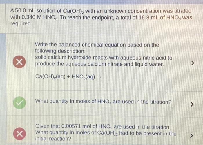 Solved A 50.0 mL solution of Ca(OH)2 with an unknown | Chegg.com