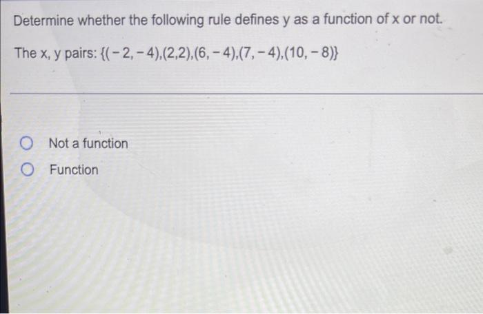 Solved Determine whether the following rule defines y as a | Chegg.com