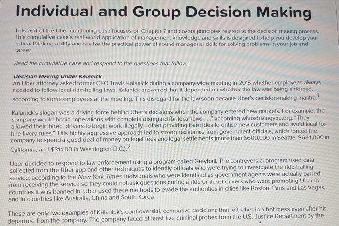 Solved This part of the Uber continuing case focuses on | Chegg.com