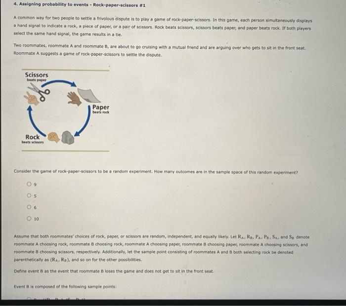 Solved 4. Assigning probability to events - | Chegg.com