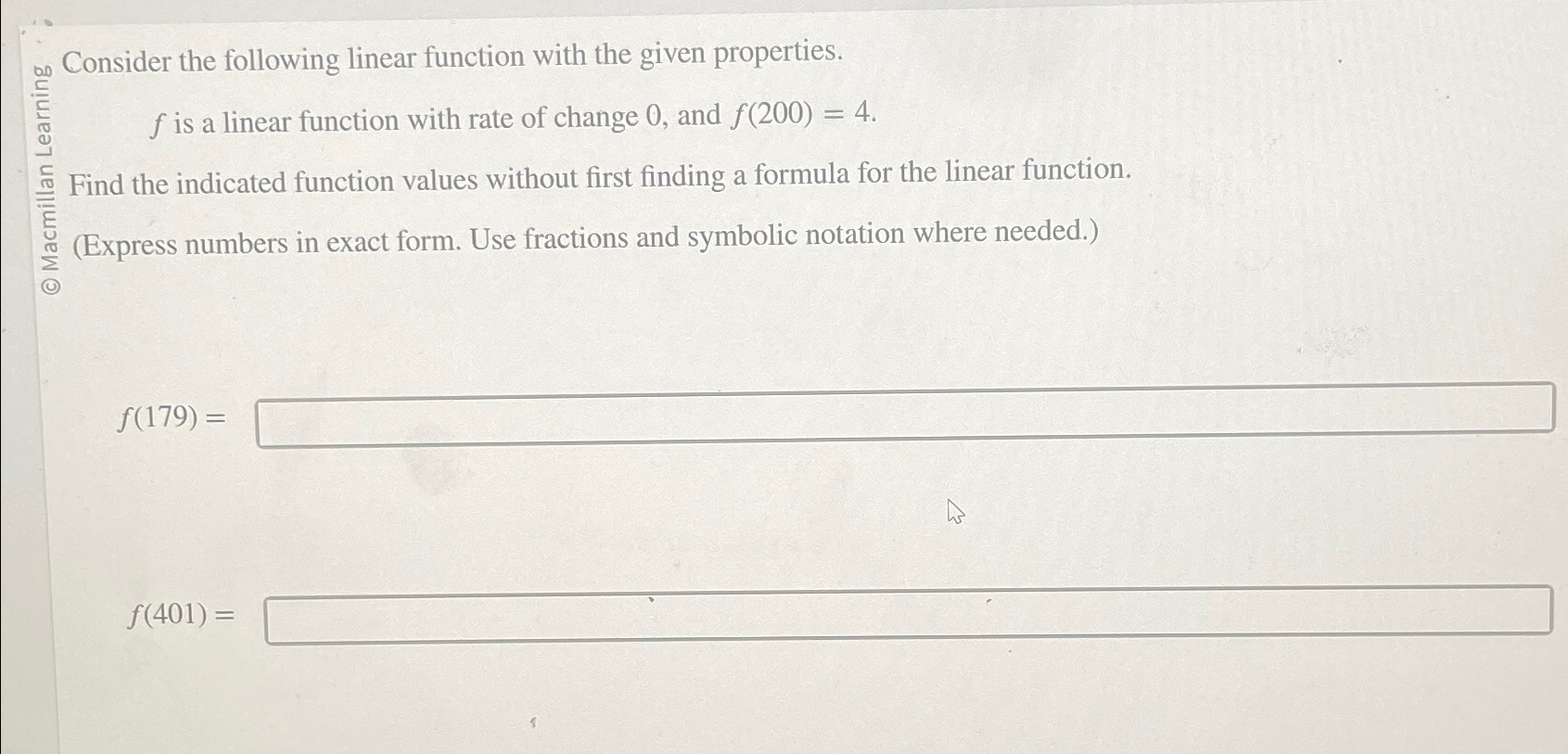 Solved Consider the following linear function with the given | Chegg.com