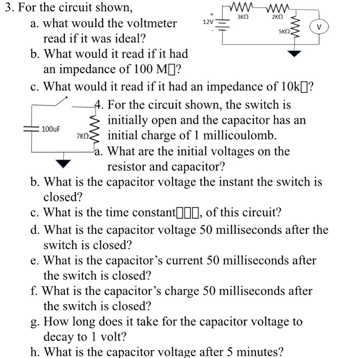 Solved 3ΚΩ 2ΚΩ 12V 5KO 100uF 3. For the circuit shown, a. | Chegg.com
